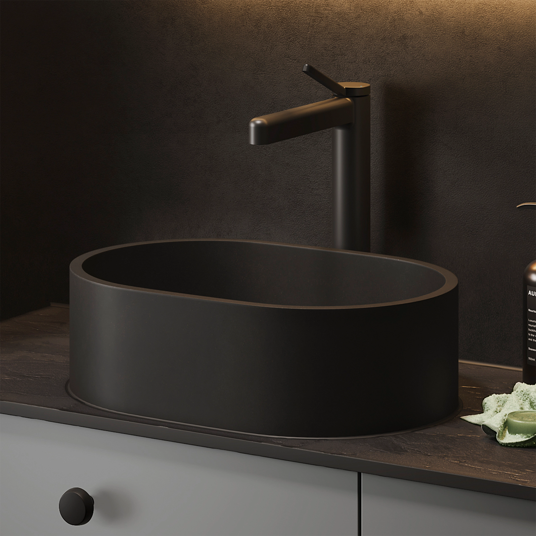Hib - Concrete Vessel Basin - Onyx Black – Designerbathroomstore