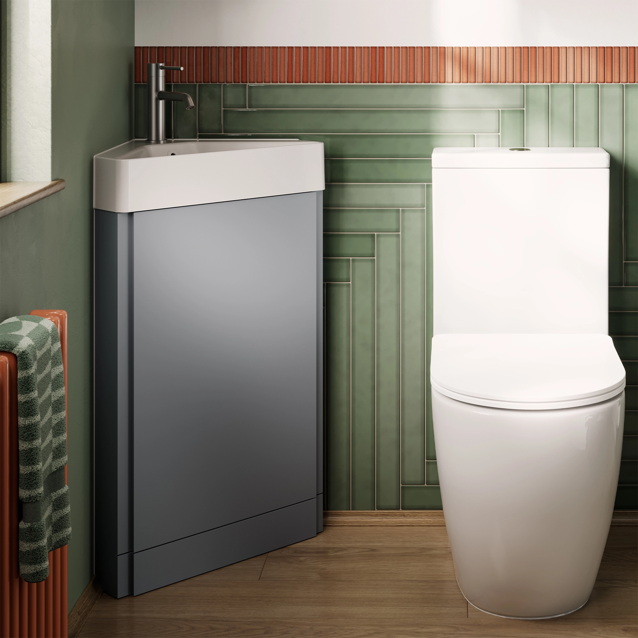 Hib - Rivus Cloakroom Vanity Unit - Dusky Blue – Designerbathroomstore