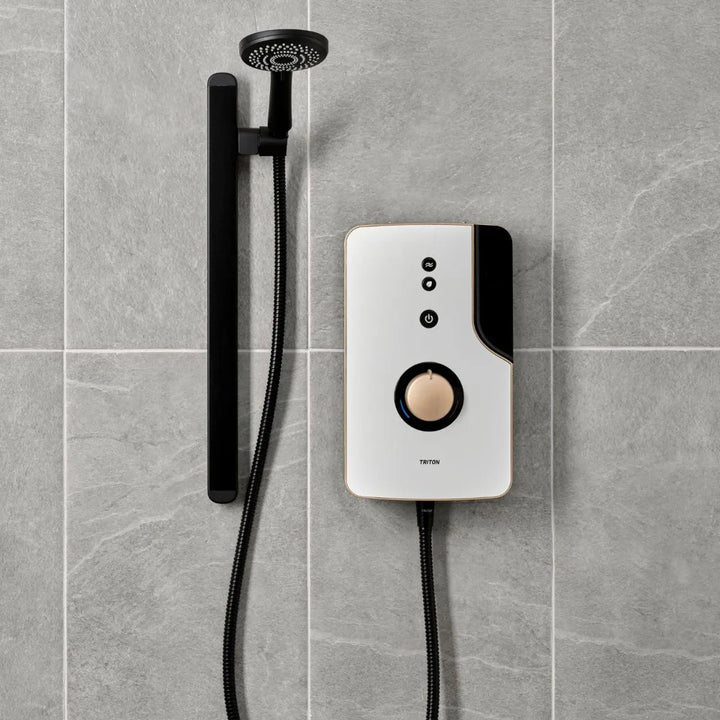 Triton ENlight® 9.5kW Thermostatic Electric Shower & Back to Wall Kit ...