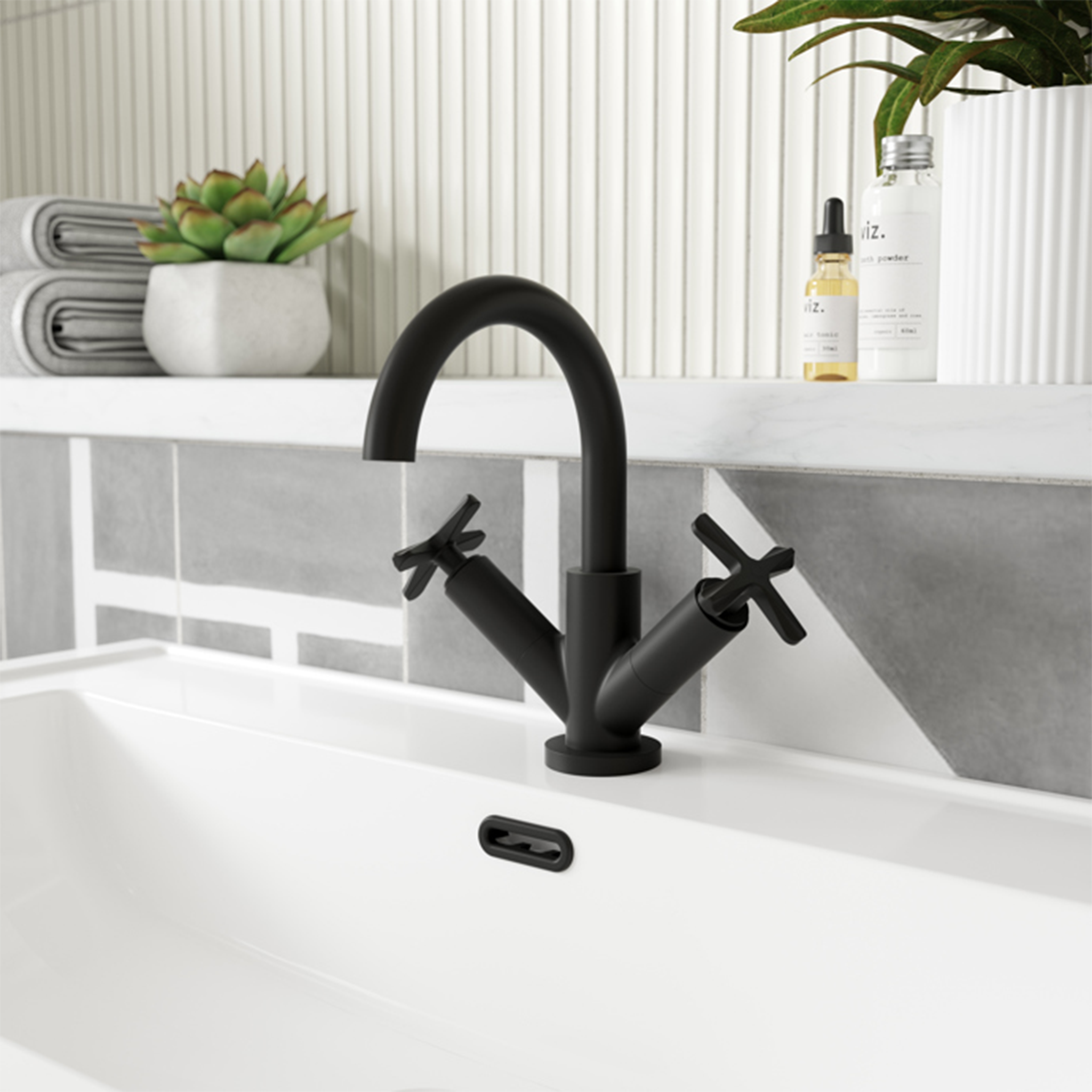 Nuie Aztec Mono Basin Mixer Tap - Black | Designer Bathroom Store ...