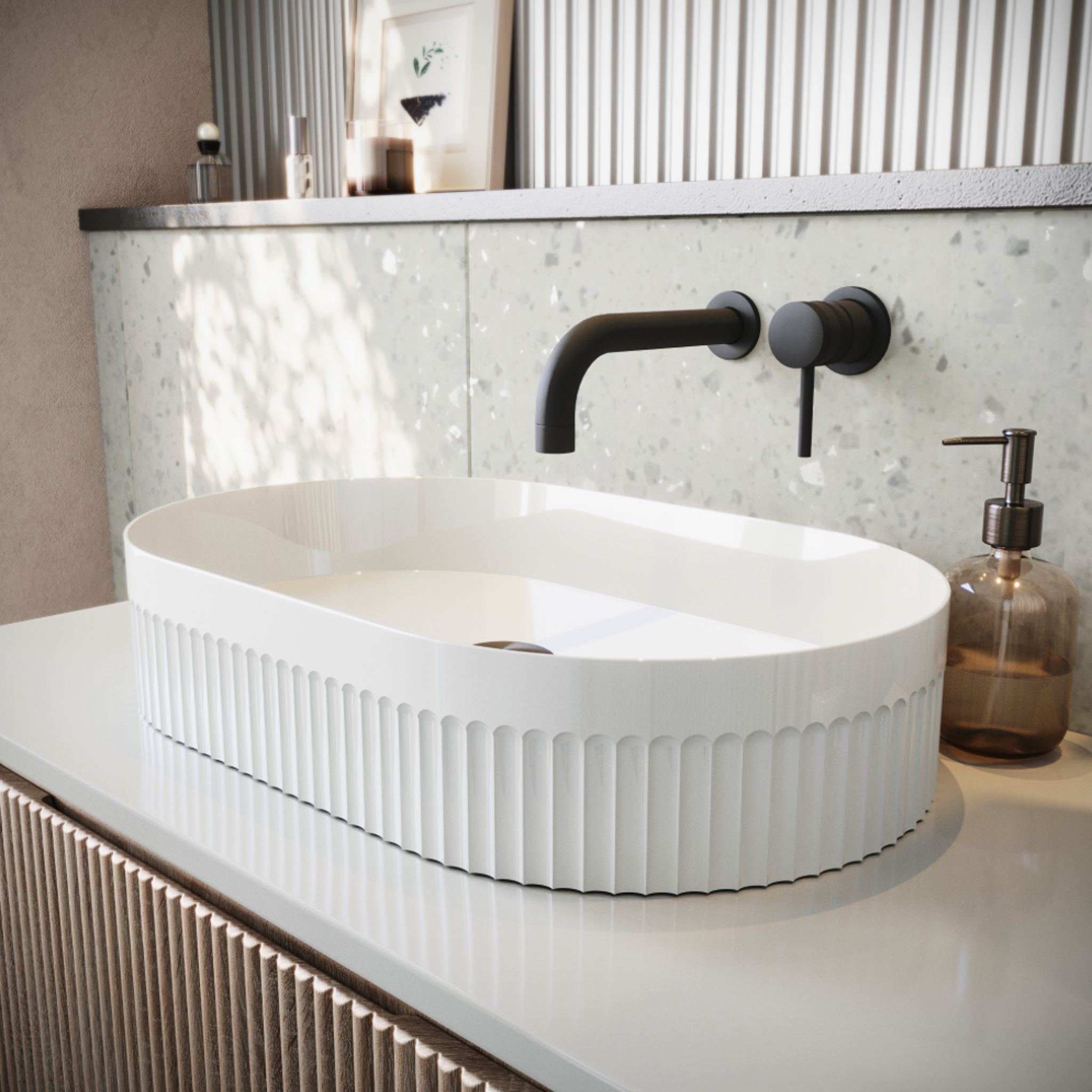 Scudo - Fluted Oval Basin | Designerbathroomstore