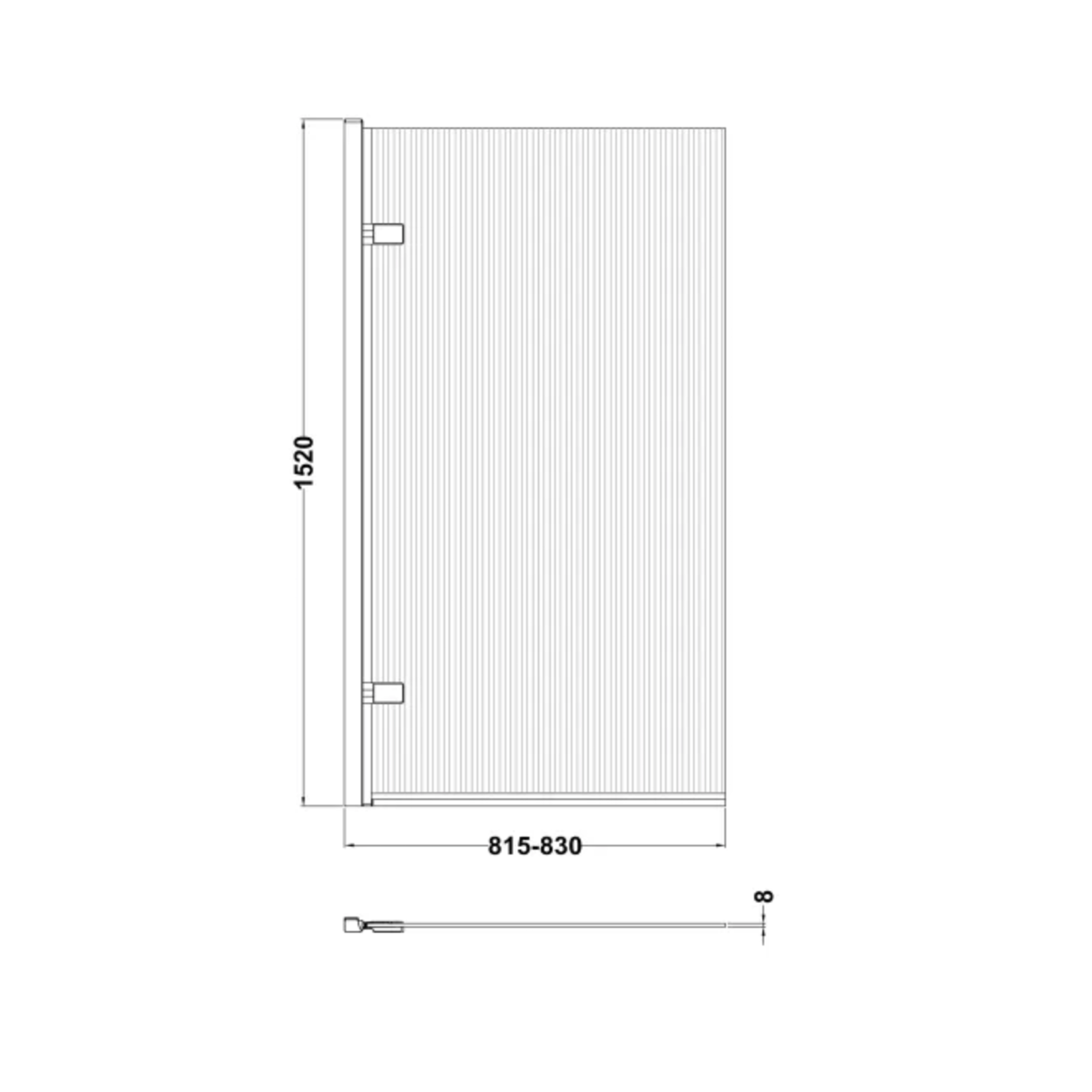 Nuie - Square Hinged Fluted Bath Screen - Matt Black ...