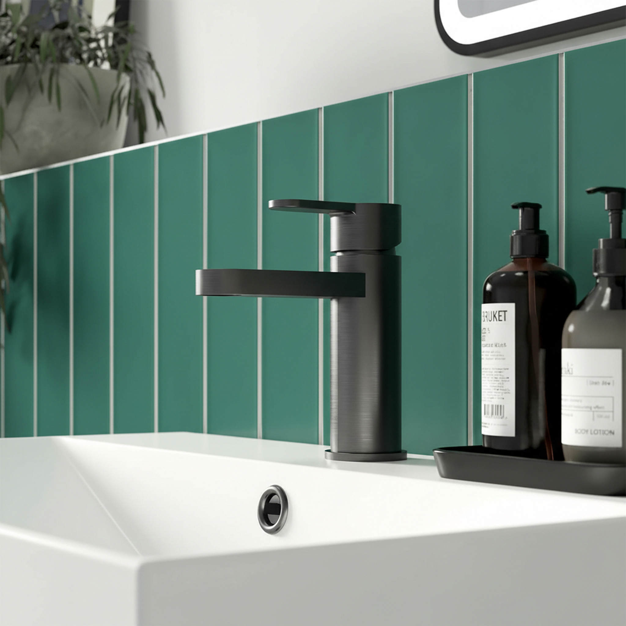 Nuie - Fluted Mono Basin Mixer Tap - P/B Waste - Pewter ...